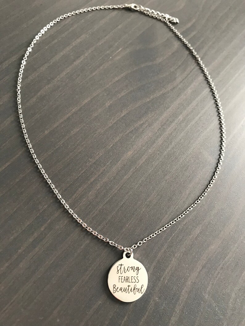 Strong Fearless Beautiful Necklace / Inspirational Necklace / | Etsy
