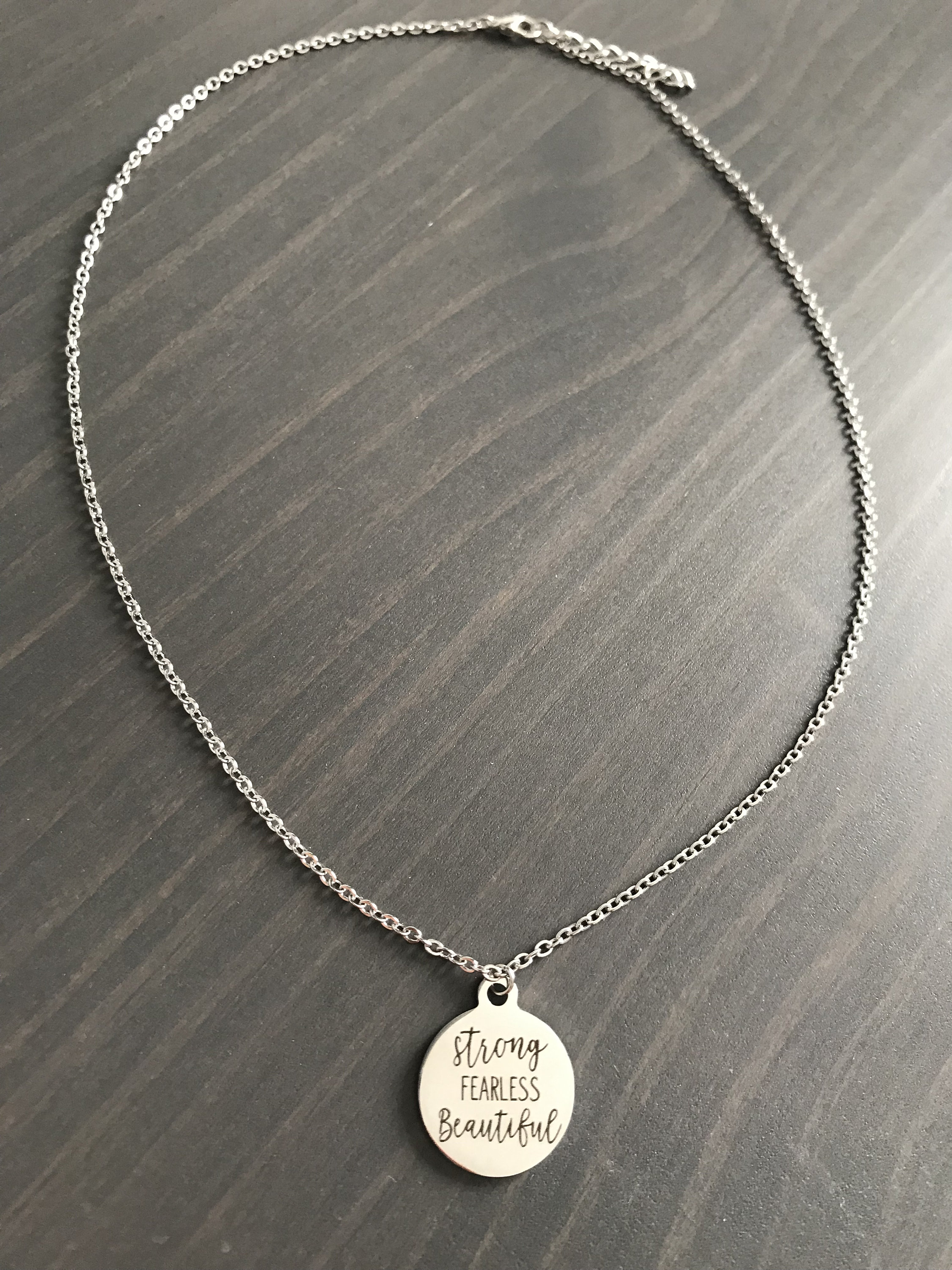 Strong Fearless Beautiful Necklace / Inspirational Necklace / | Etsy