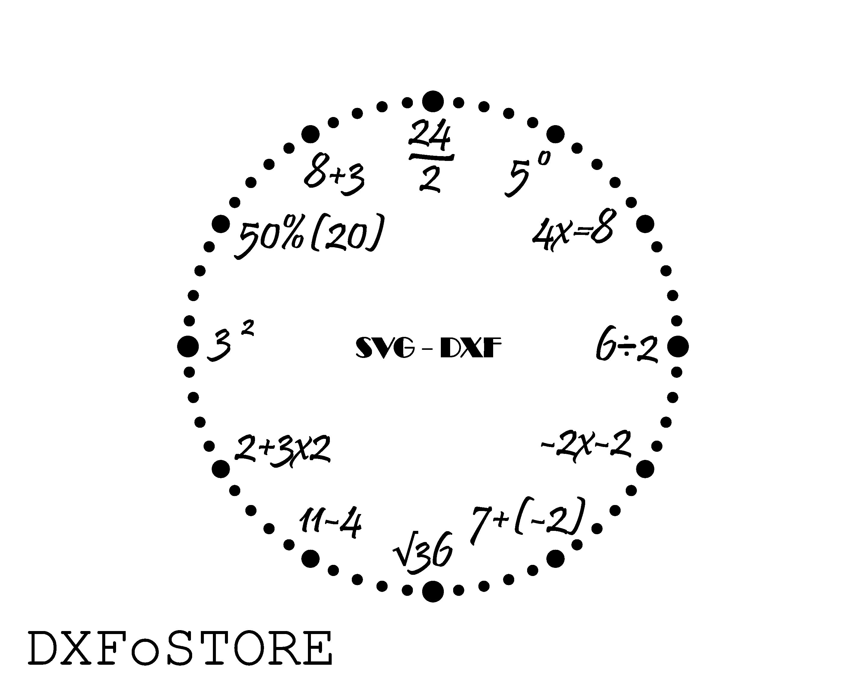 Clock Face #6 Dxf Svg Download Only Maths - Etsy