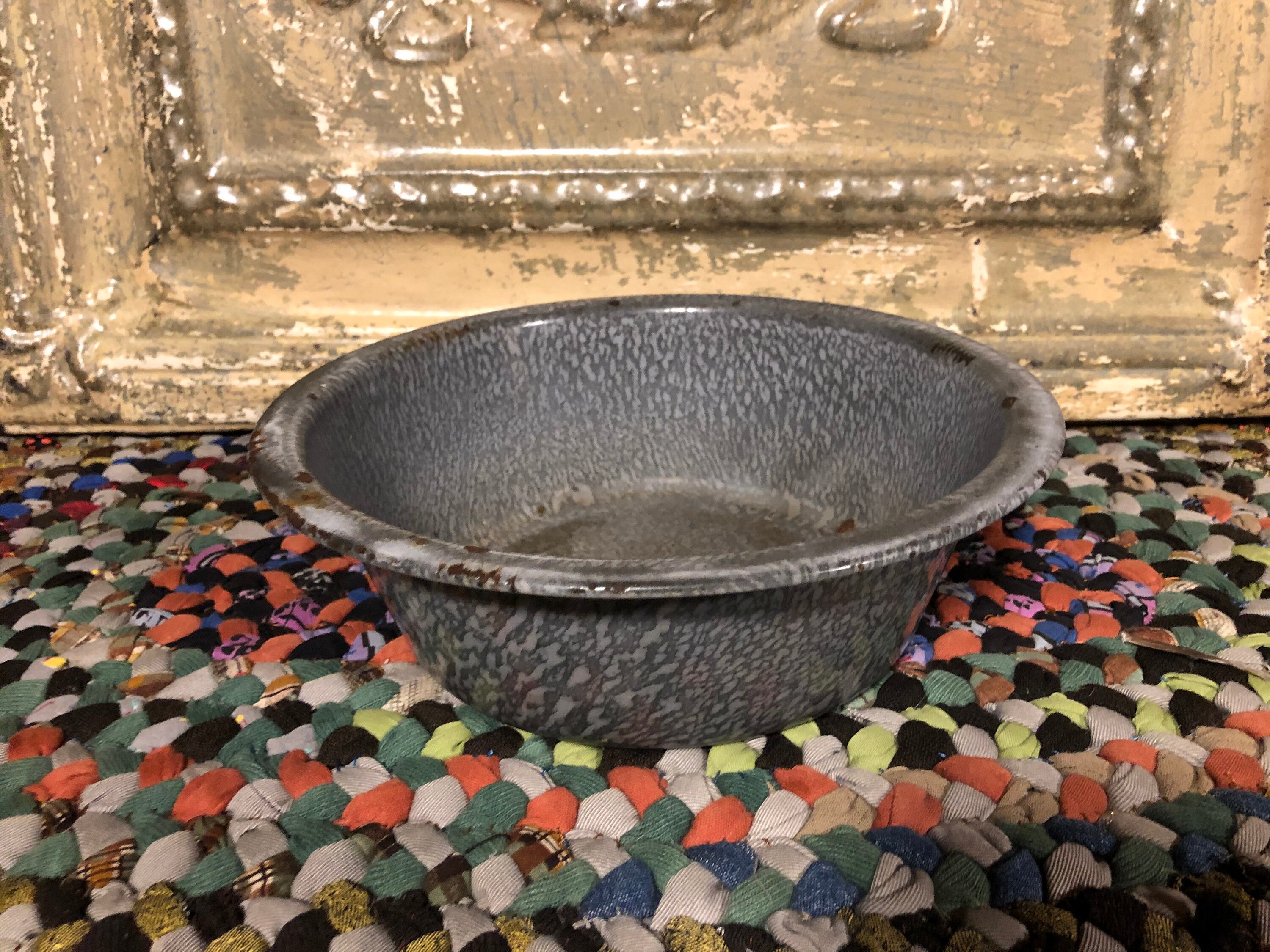 Vintage Gray Speckled Graniteware Pan - Etsy