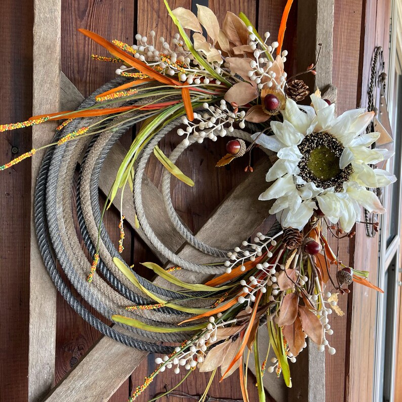 Sunflower Lariat Rope Wreath Fall Decor | Etsy