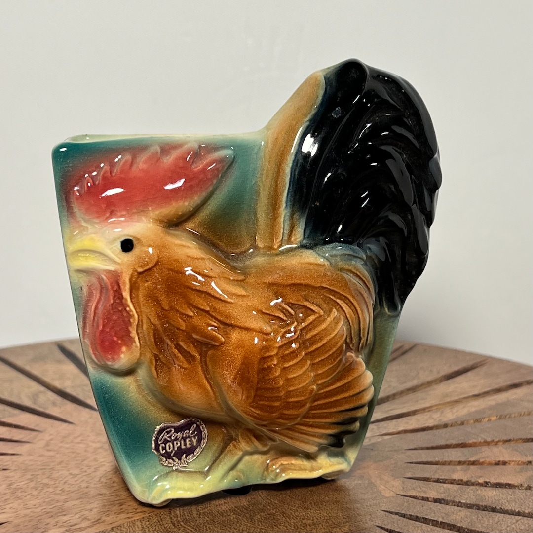 Vintage Royal Copley Rooster Wall Pocket Planter, Vintage Wall Pocket ...