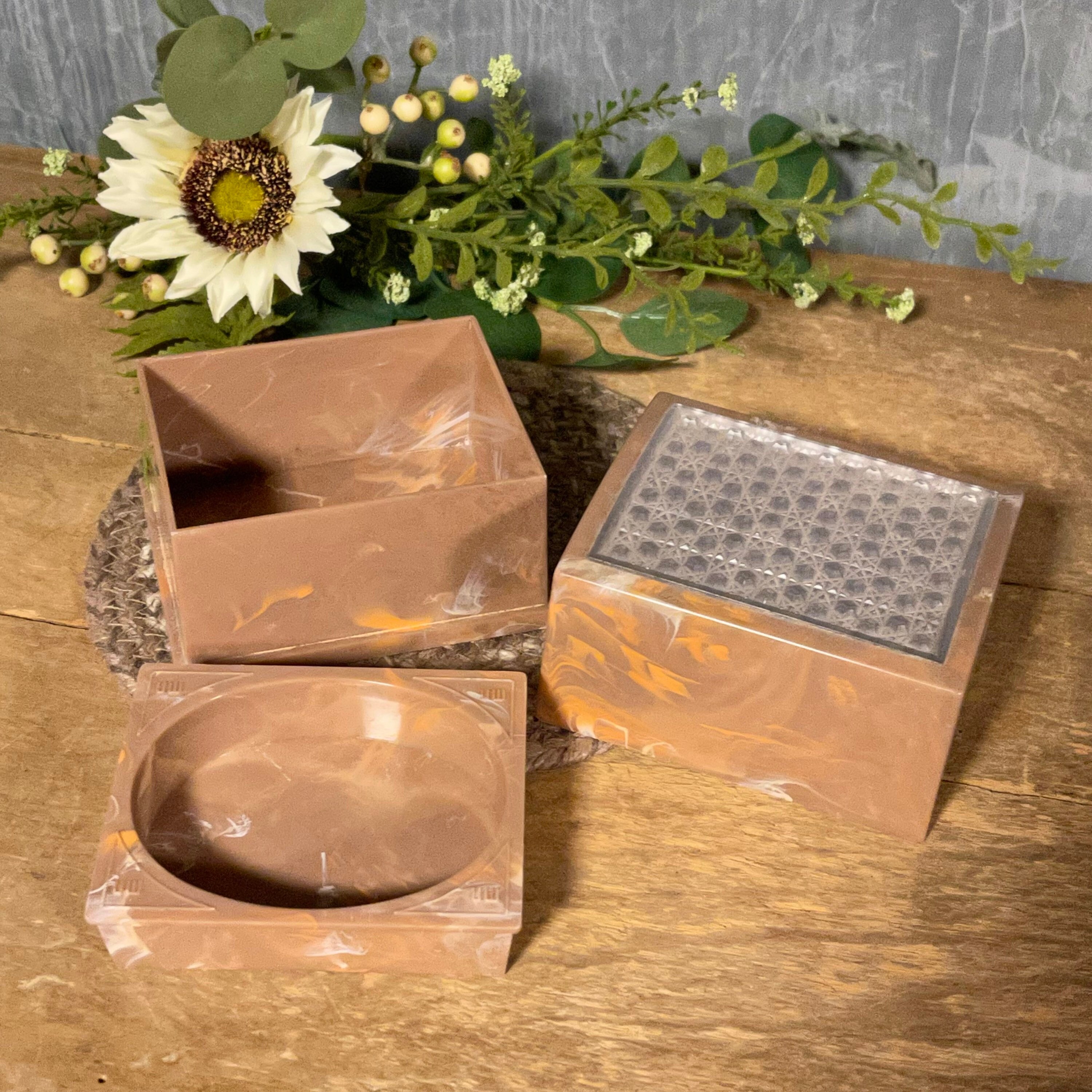 Vintage Merle Norman Face Powder Box Light Brown Marble | Etsy