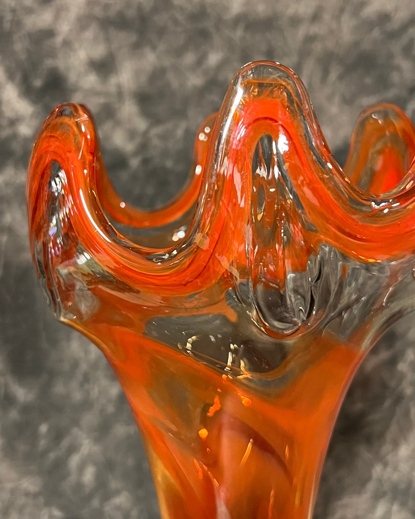 Vintage Handblown Glass Art Vase Orange Swirl Vase With Coil - Etsy
