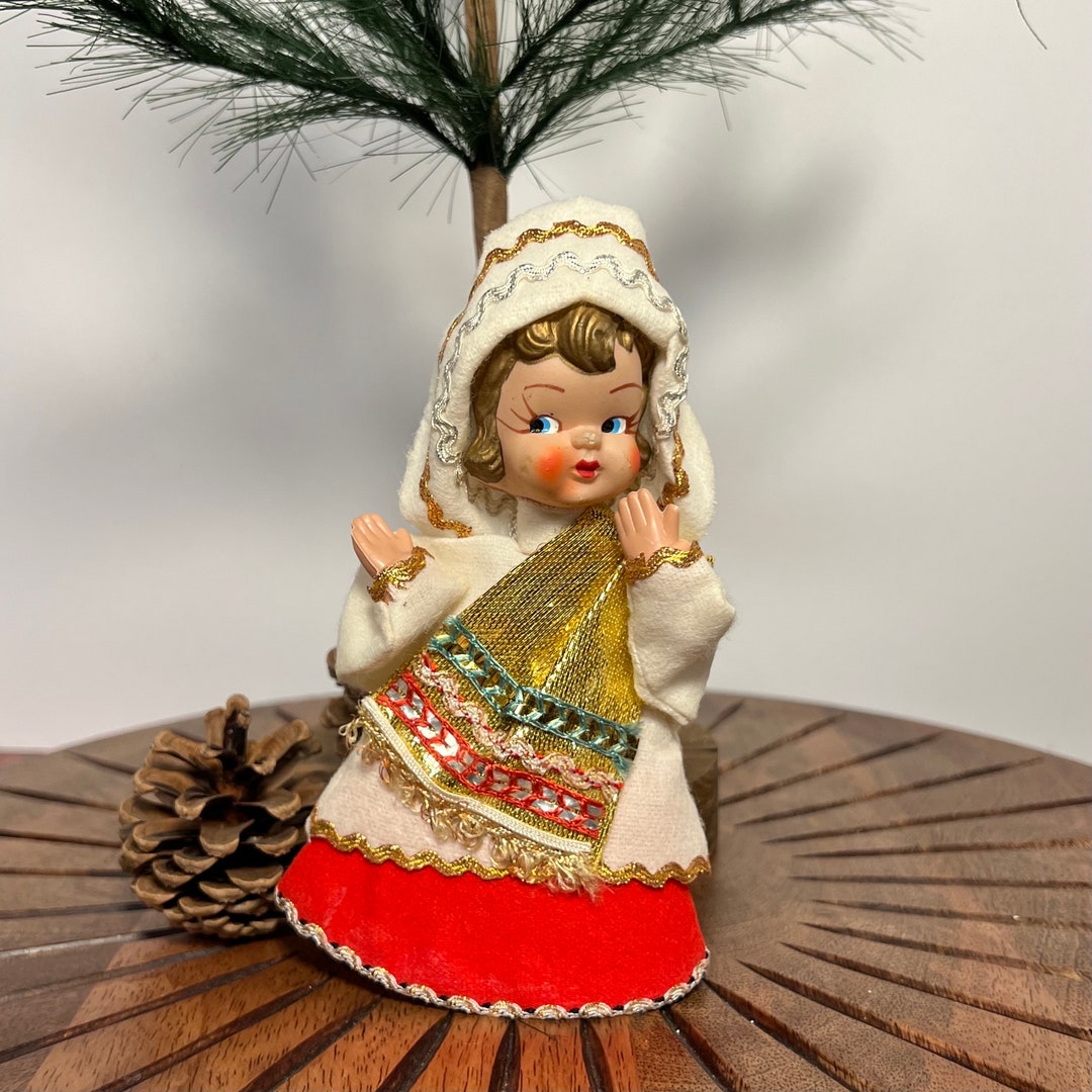 Vintage Tree Topper, Young Girl in White and Gold, Vintage Christmas ...