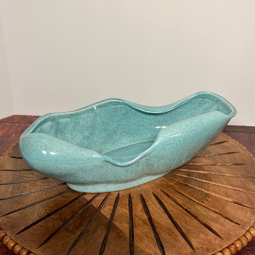 Vintage Red Wing Console Bowl Fleck Turquoise Art Pottery - Etsy