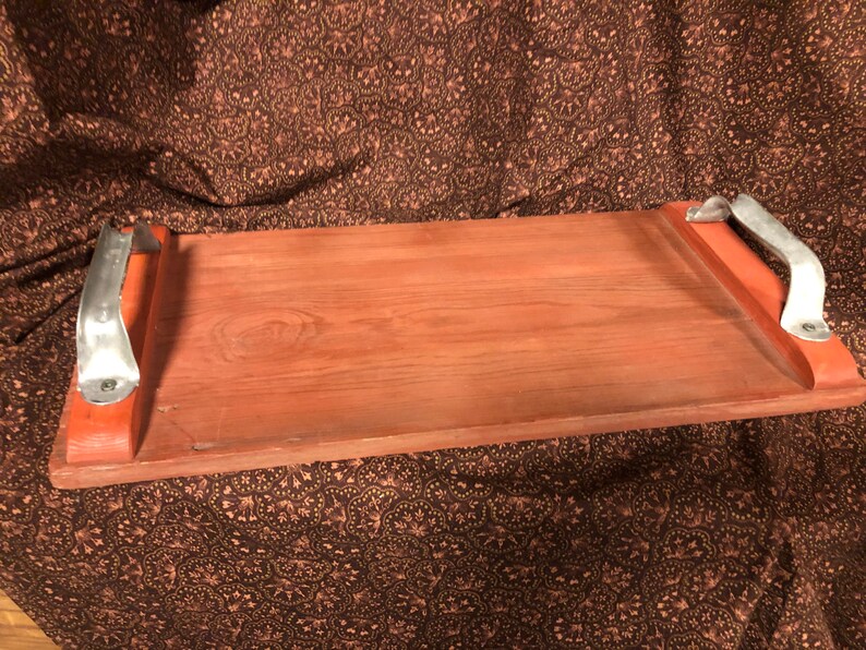 Wooden Tray Handmade Red Serving Tray With Vintage Handles - Etsy