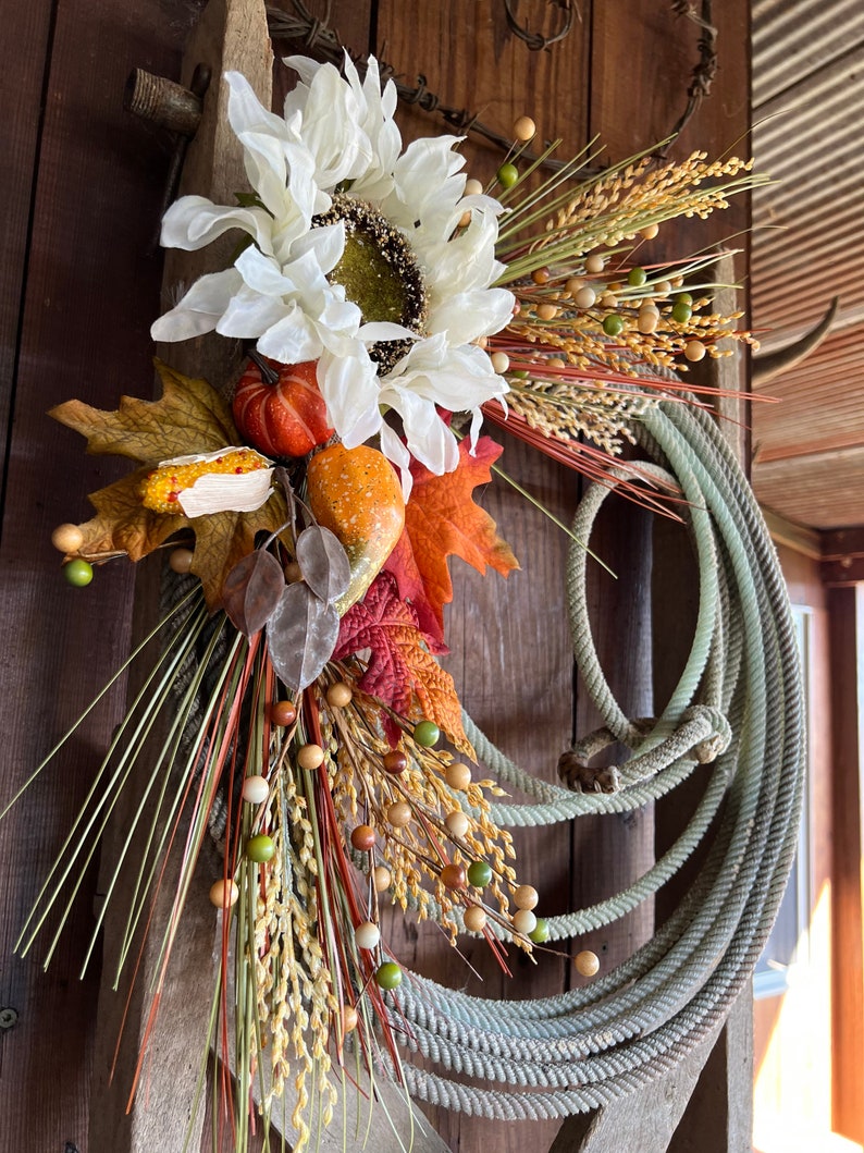 Sunflower Lariat Rope Wreath Fall Decor Fall Wreath - Etsy