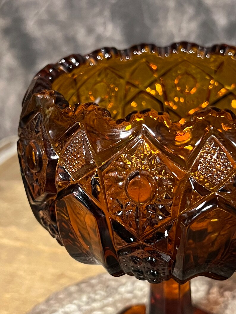 Vintage LE Smith Amber Footed Compote, LE Smith Quintec Heritage ...