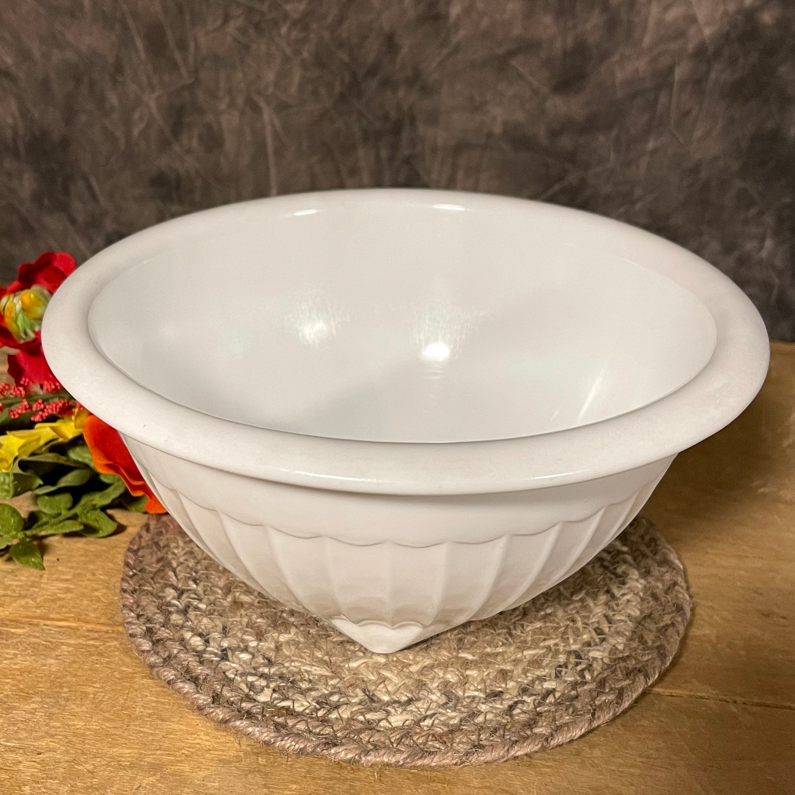 Vintage Hazel Atlas Pillar Optic Milk Glass Mixing Bowl | Etsy