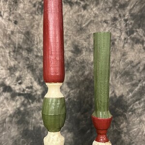 Primitive Spindle Santa Christmas Decor, Set of 2 Wooden Spindle Hand ...