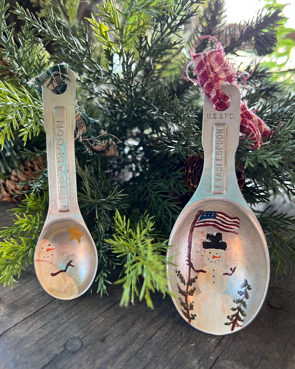 Hand Painted Snowman Christmas Spoon Ornament Unique - Etsy