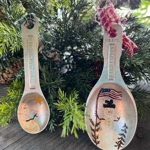 Hand Painted Snowman Christmas Spoon Ornament, Unique Christmas ...