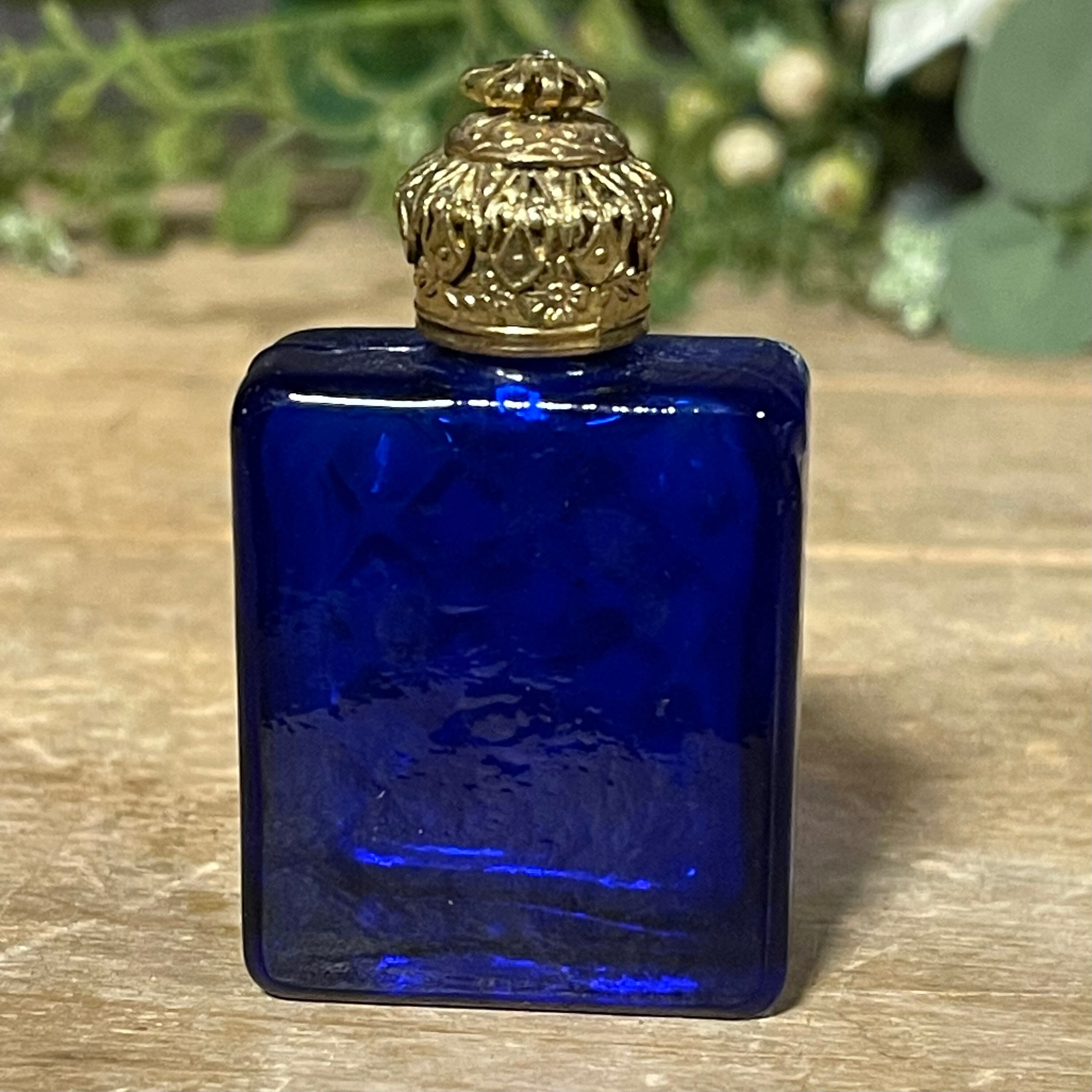 Vintage Miniature Cobalt Blue Perfume Bottle With Metal Lid - Etsy