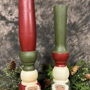 Primitive Spindle Santa Christmas Decor, Set of 2 Wooden Spindle Hand ...