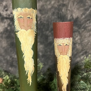 Primitive Spindle Santa Christmas Decor, Set of 2 Wooden Spindle Hand ...