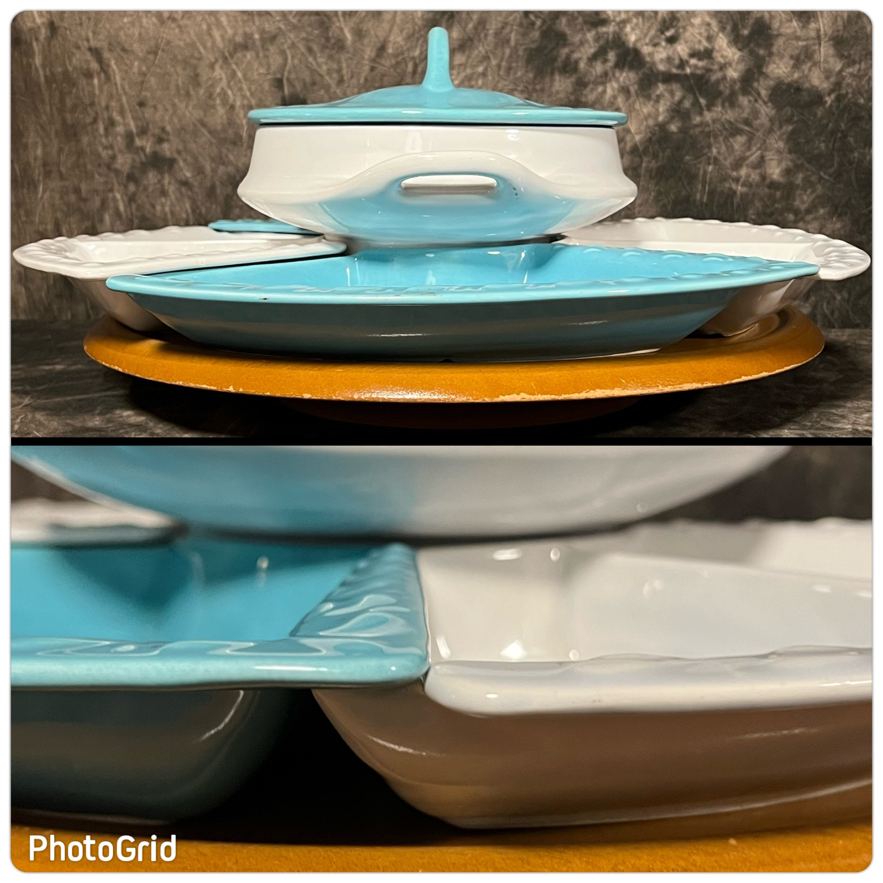 1950s Lazy Susan California USA Pottery 247 Rare Turquoise - Etsy