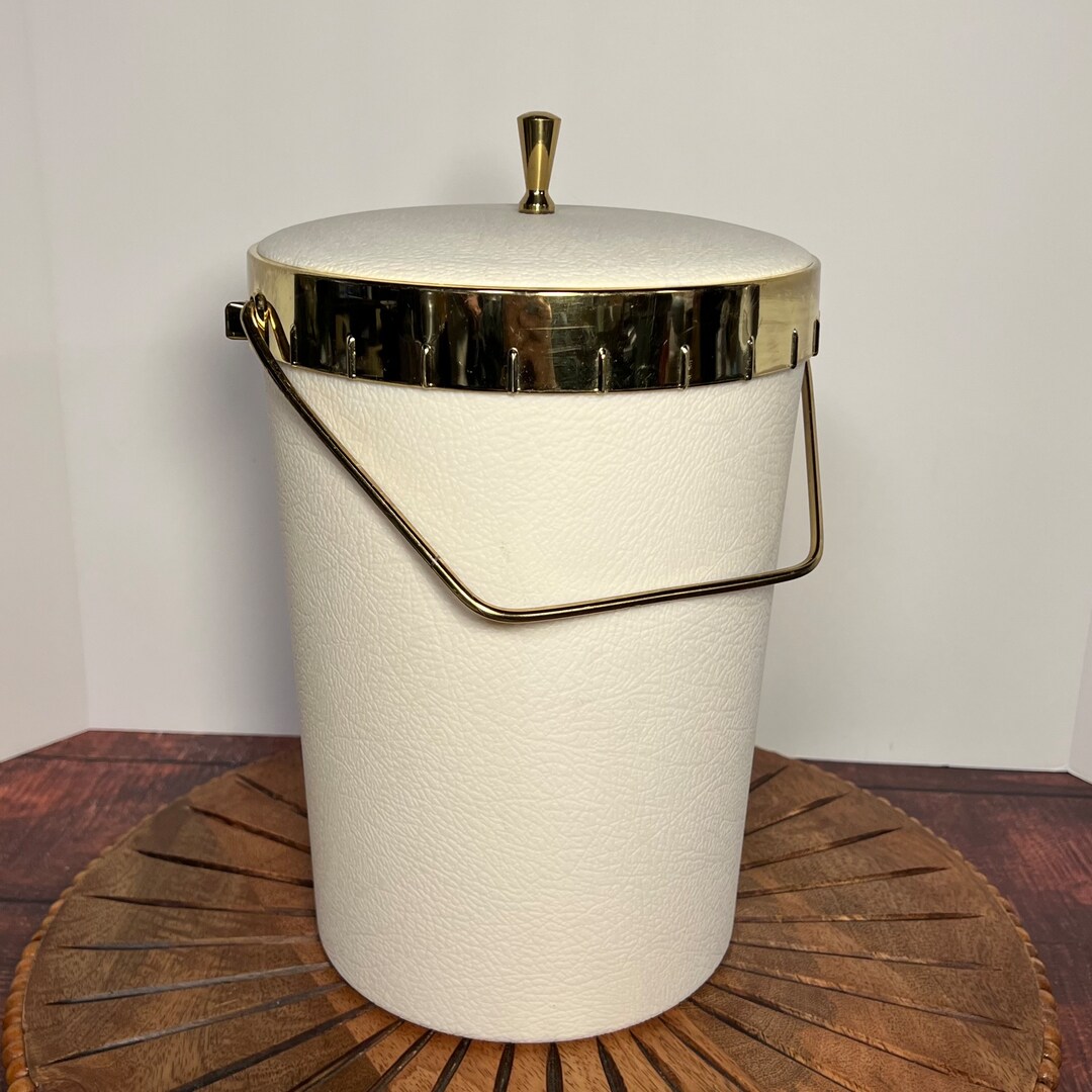 Retro MCM White Ice Bucket With Gold Handle Vintage White - Etsy