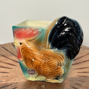 Vintage Royal Copley Rooster Wall Pocket Planter, Vintage Wall Pocket ...
