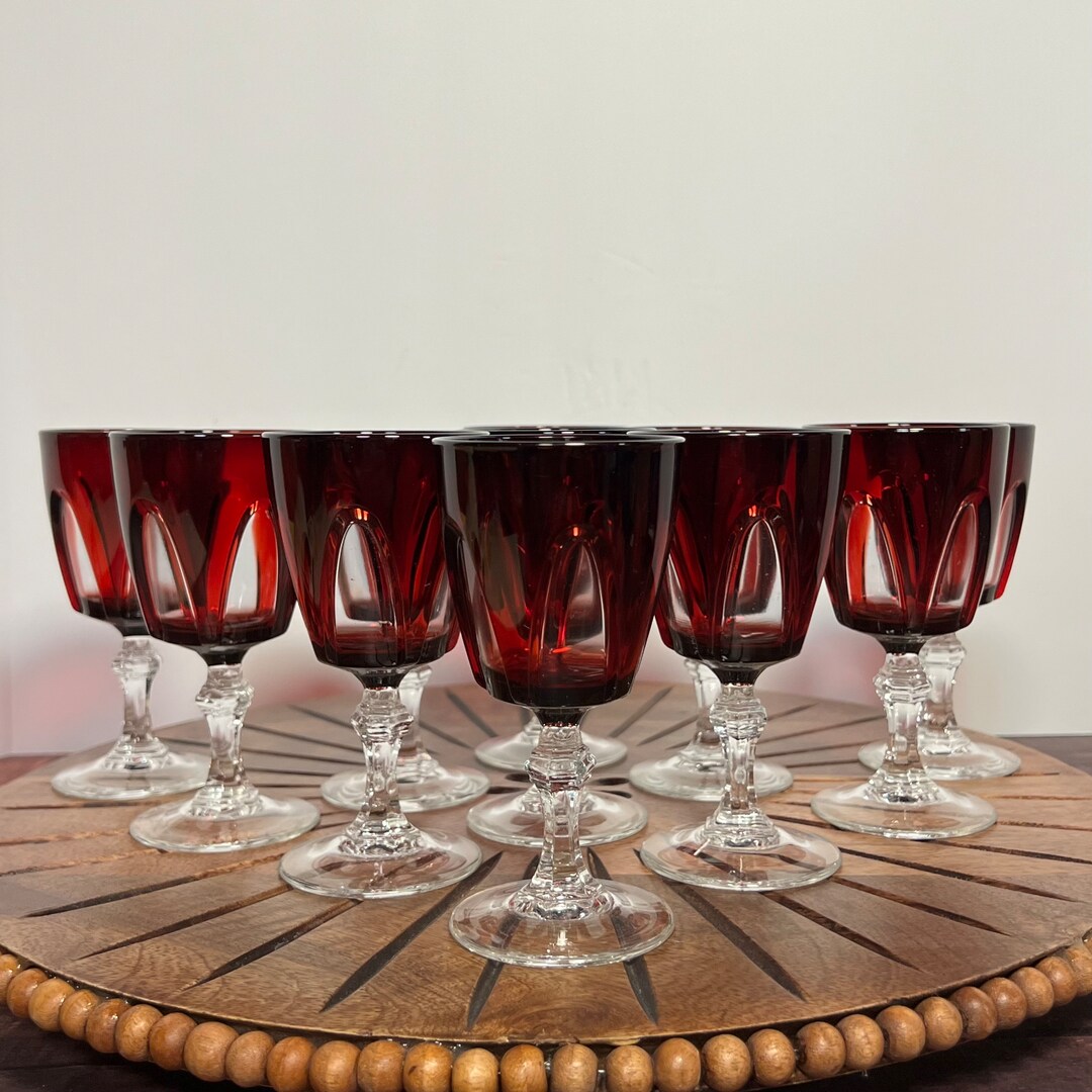 Vintage Ruby Red Cristal D’arques Durand Gothic Arches Cordial Stemware ...