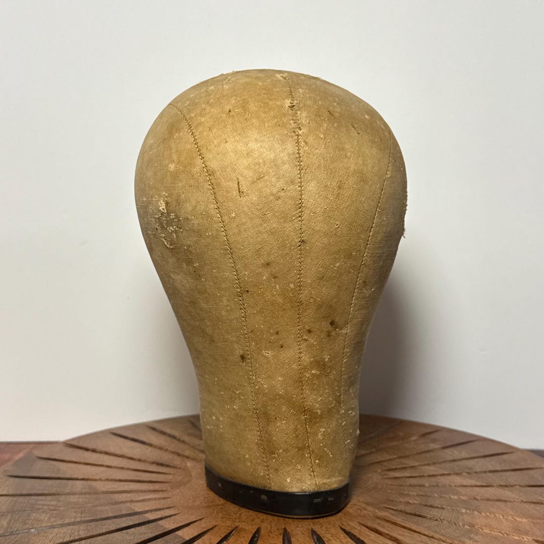 Antique Canvas Milliners Hat Block Mannequin Head, Vintage Hat Wig ...
