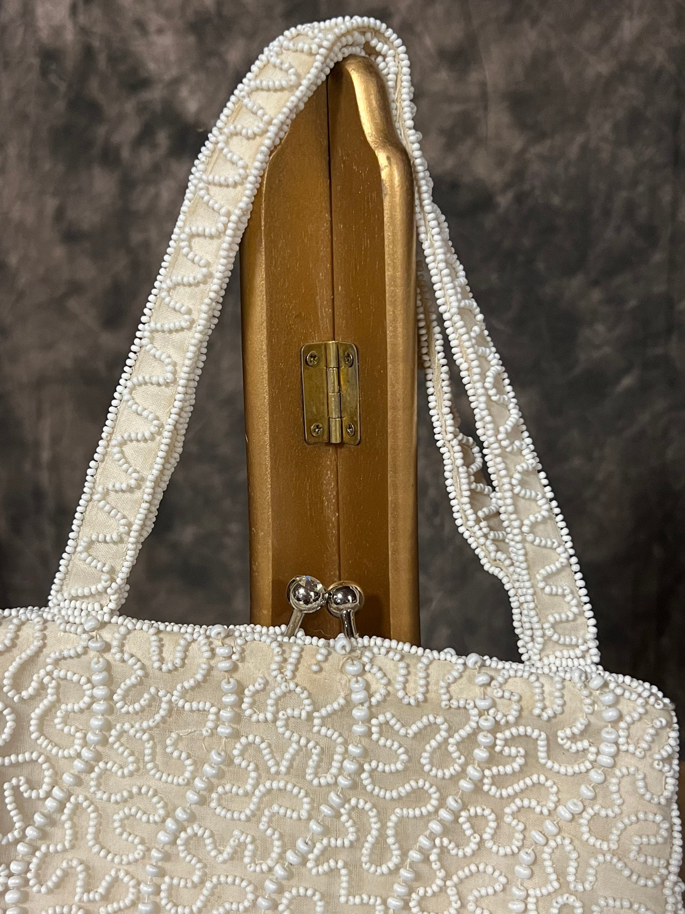 Vintage Belgium Beaded Walborg Evening Bag, White Beaded Evening Bag ...