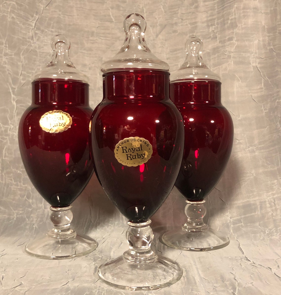 Vintage Anchor Hocking Ruby Red Candy Dish Pedestal Jar With - Etsy