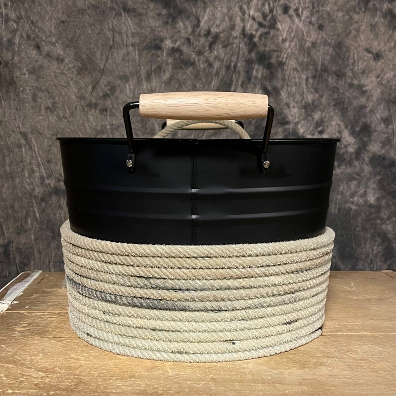 Lariat Rope Wrapped Black Metal Tub - Etsy