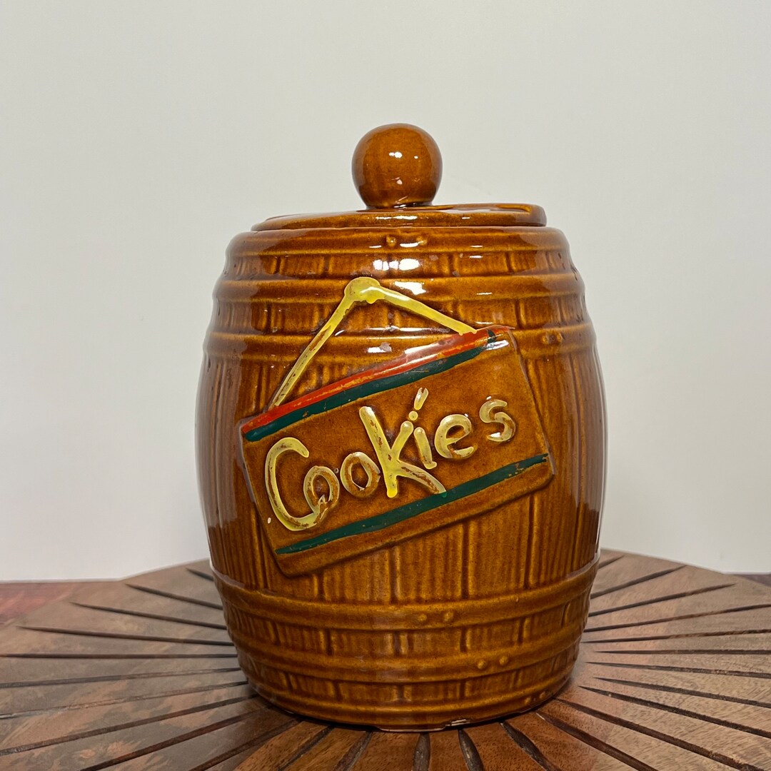 Vintage Mccoy Pottery Cookie Jar, Whiskey Barrel Cookie Jar, Brown ...