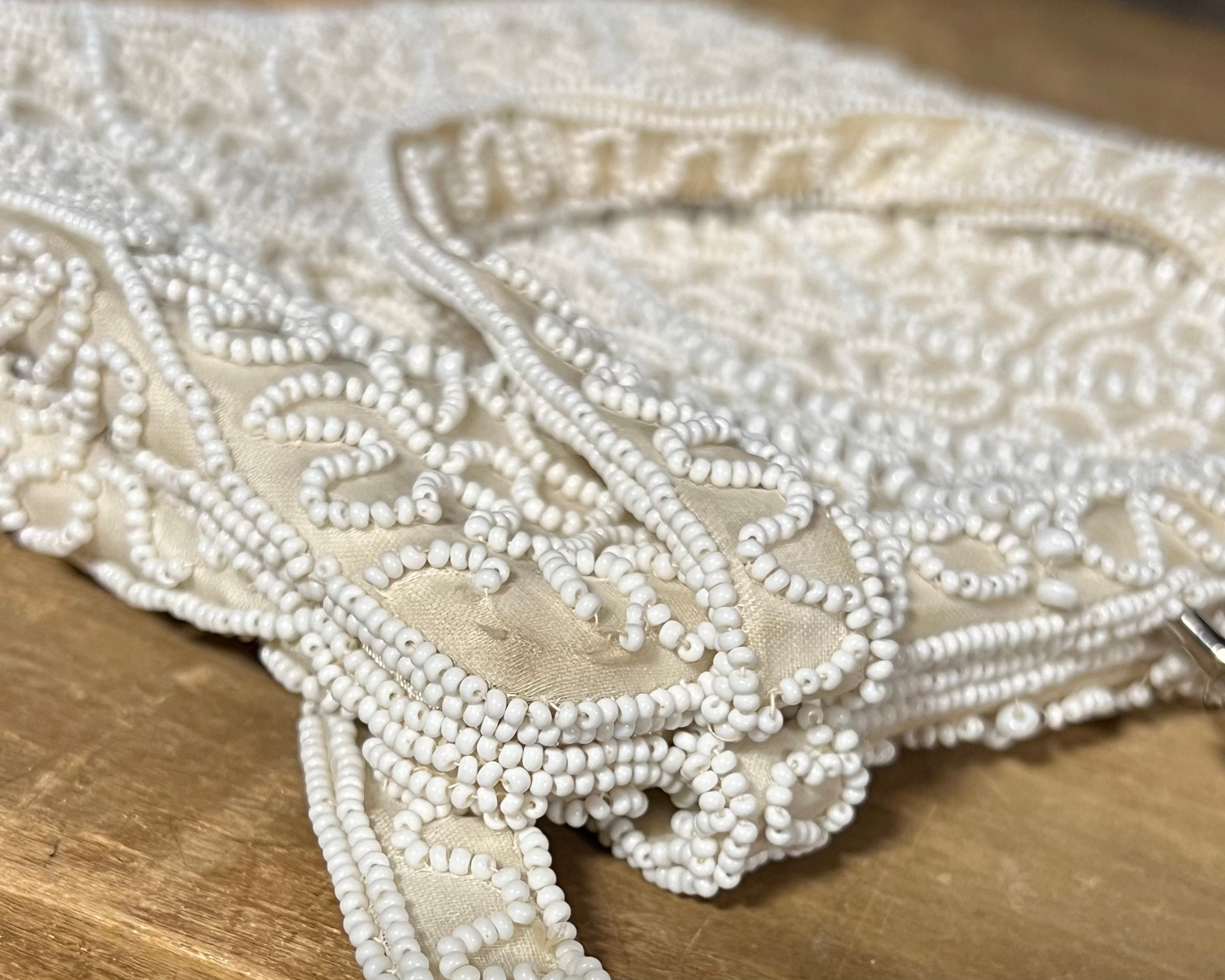 Vintage Belgium Beaded Walborg Evening Bag, White Beaded Evening Bag ...