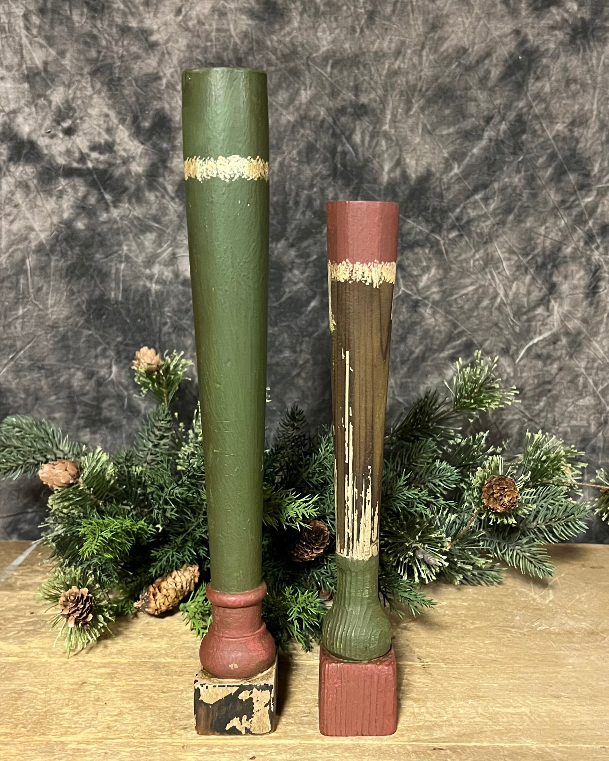 Primitive Spindle Santa Christmas Decor Set of 2 Wooden - Etsy