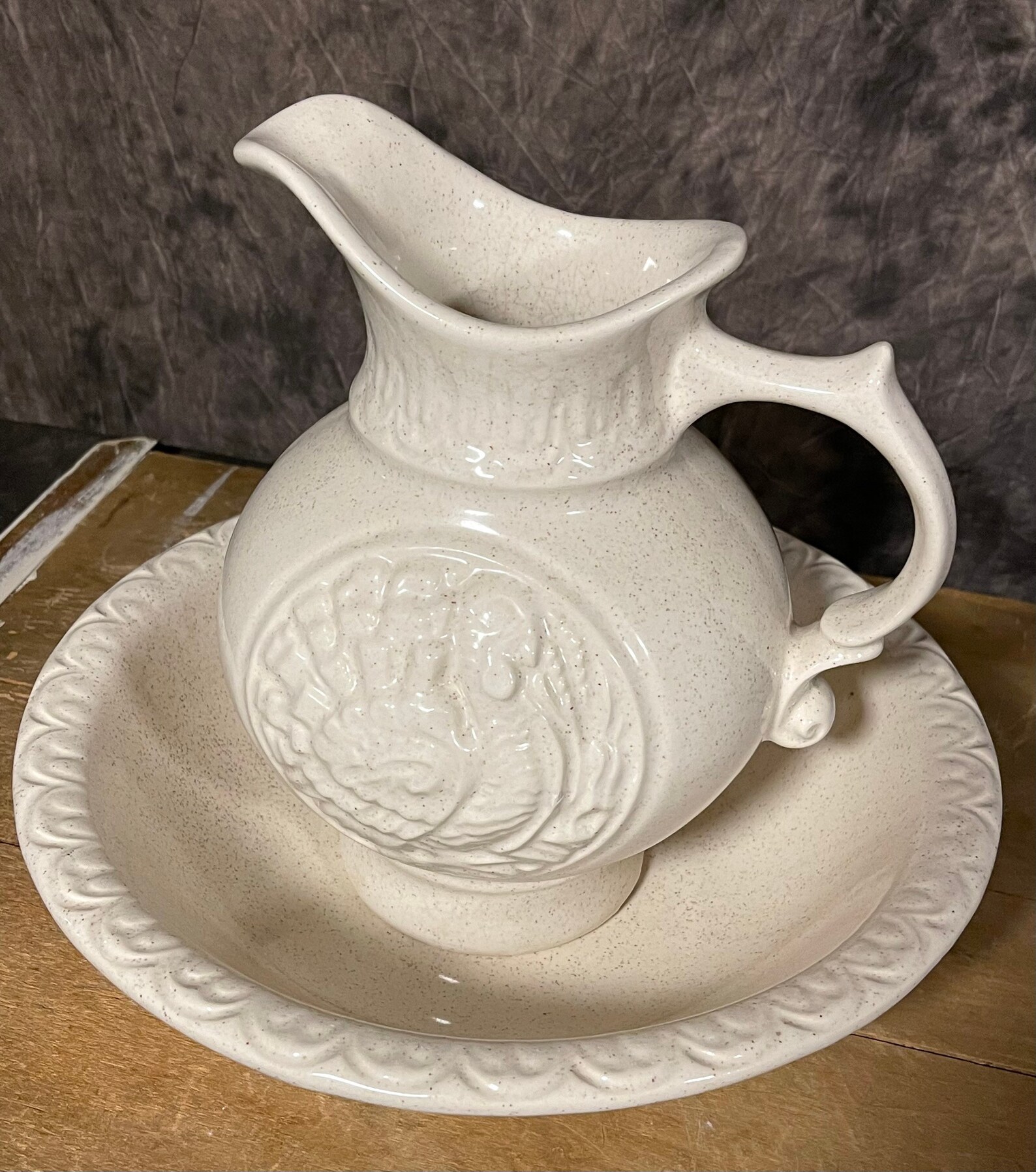 Vintage Mccoy Ivory Pitcher and Bowl Set With Turkey 7516 USA, Turkey ...