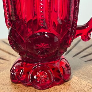 Vintage LE Smith Ruby Red Moon and Stars Glass Creamer Pitcher, Small ...
