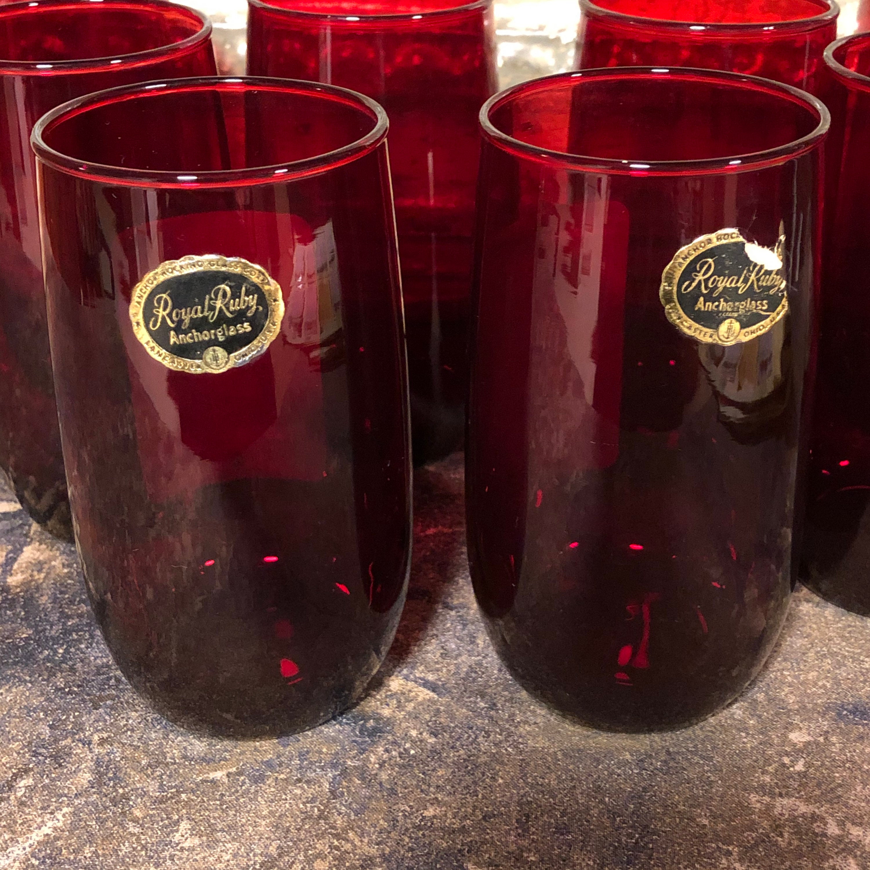 Vintage Royal Ruby Red Tumblers Anchor Hocking Red Tumblers | Etsy