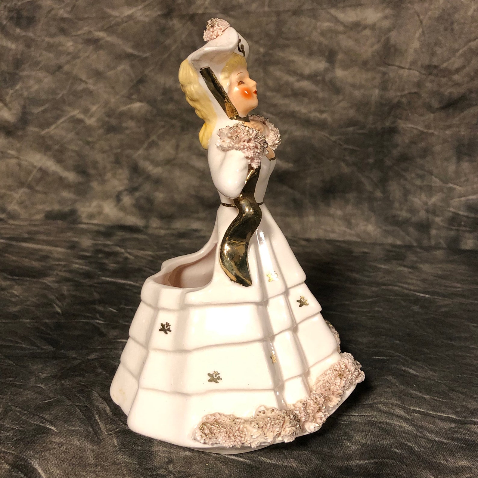 Vintage Victorian Lady Planter/lady in Pink Dress With Gold - Etsy