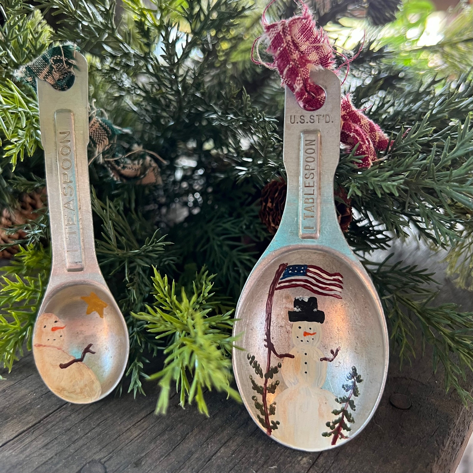 Hand Painted Snowman Christmas Spoon Ornament Unique - Etsy