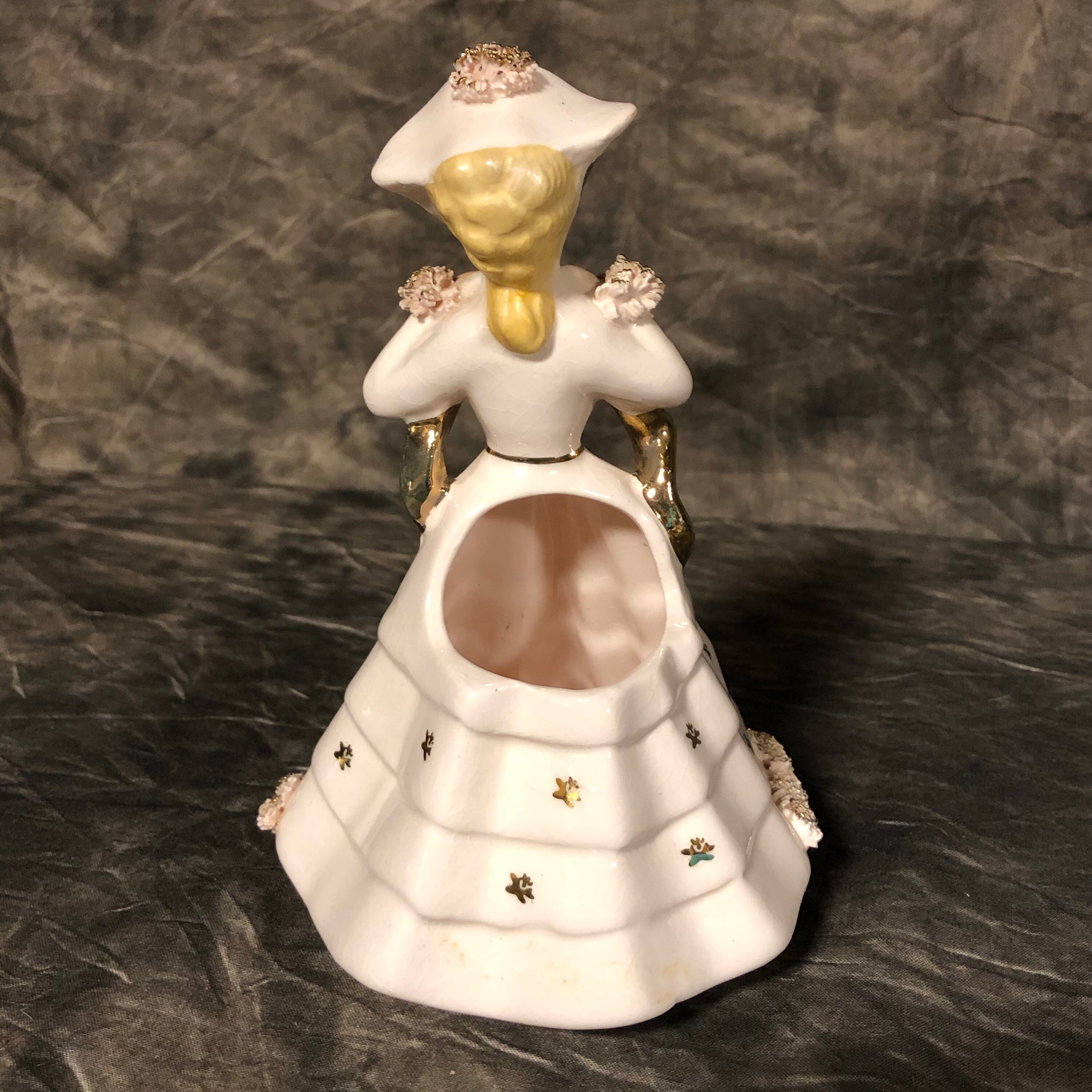 Vintage Victorian Lady Planter/lady in Pink Dress With Gold Trim ...