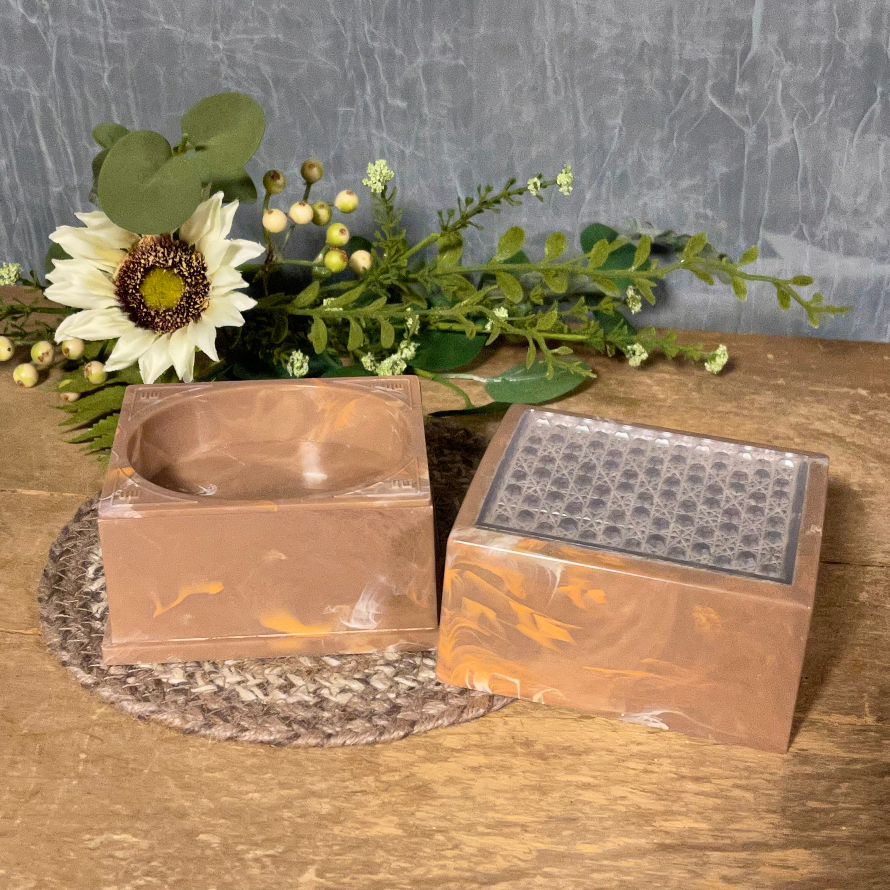 Vintage Merle Norman Face Powder Box Light Brown Marble | Etsy