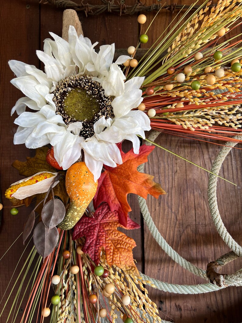 Sunflower Lariat Rope Wreath Fall Decor Fall Wreath - Etsy