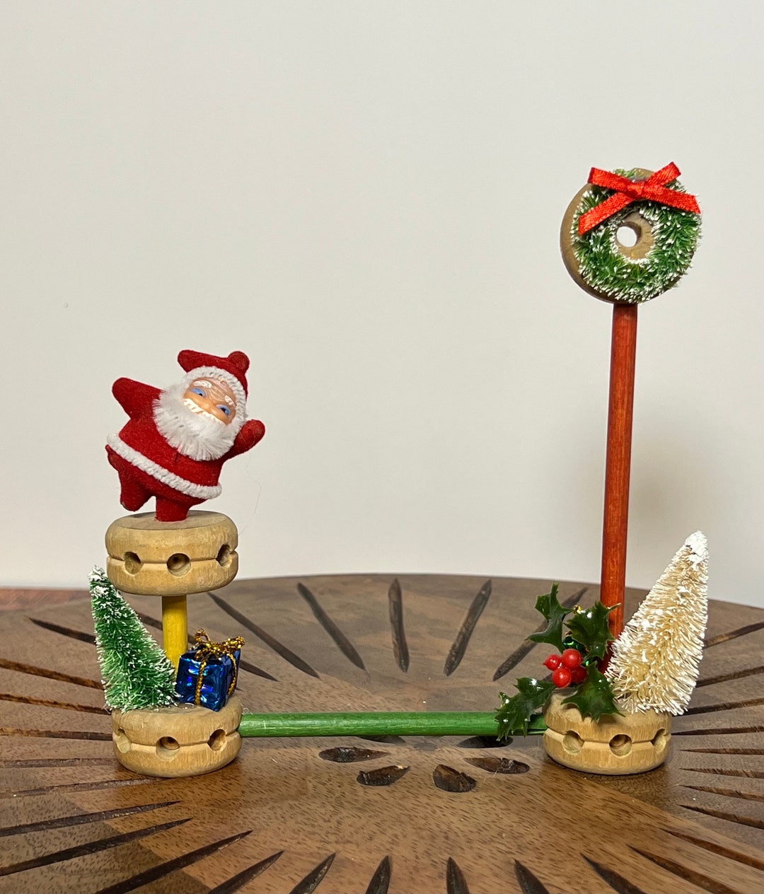 Christmas Diorama, Vintage Flocked Santa Claus, Christmas Decor, Bottle ...