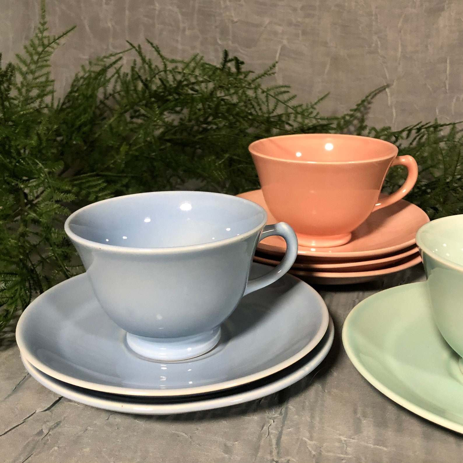Vintage Luray Dishes, Set of Cups and Saucers, Pastel Luray Dishes ...