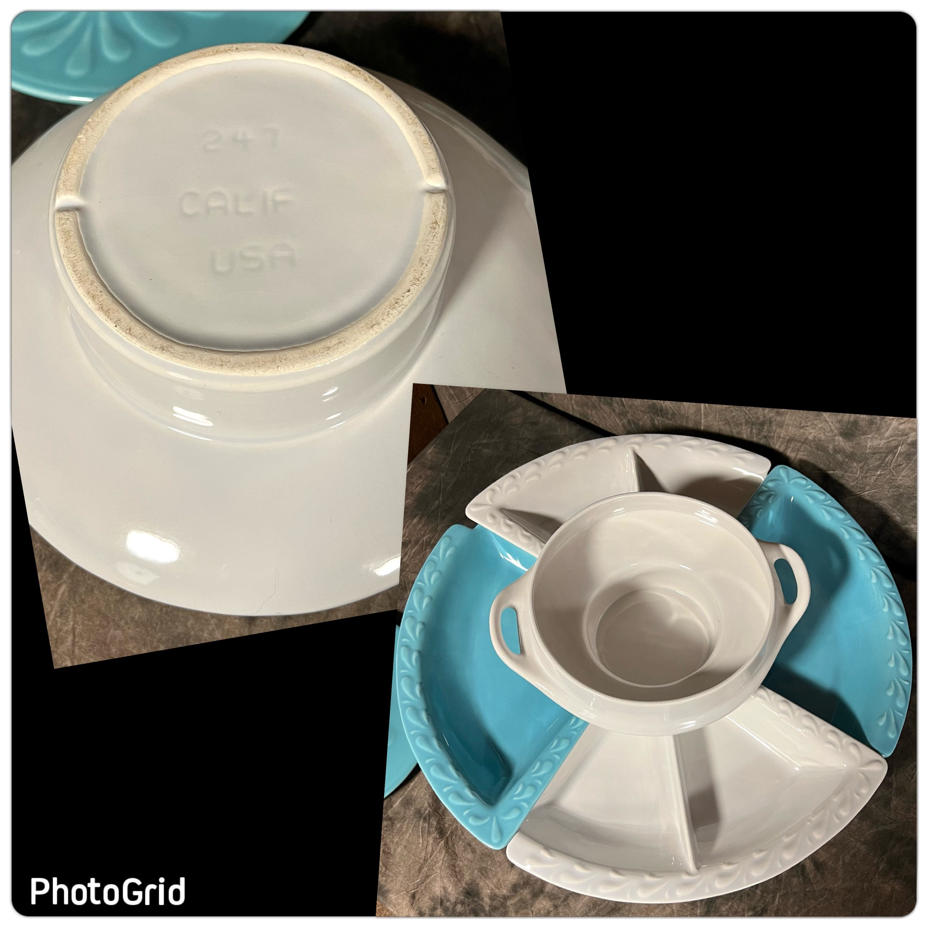 1950s Lazy Susan California USA Pottery 247 Rare Turquoise - Etsy