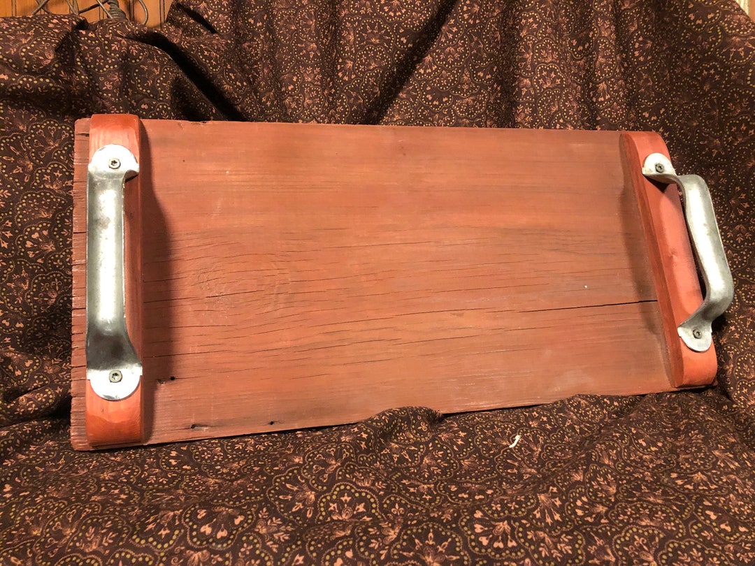 Wooden Tray, Handmade Red Serving Tray With Vintage Handles - Etsy