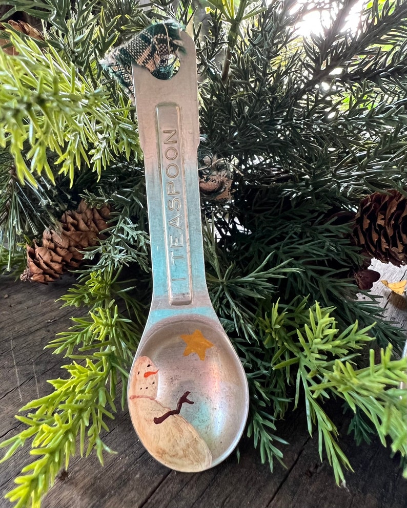 Hand Painted Snowman Christmas Spoon Ornament Unique - Etsy