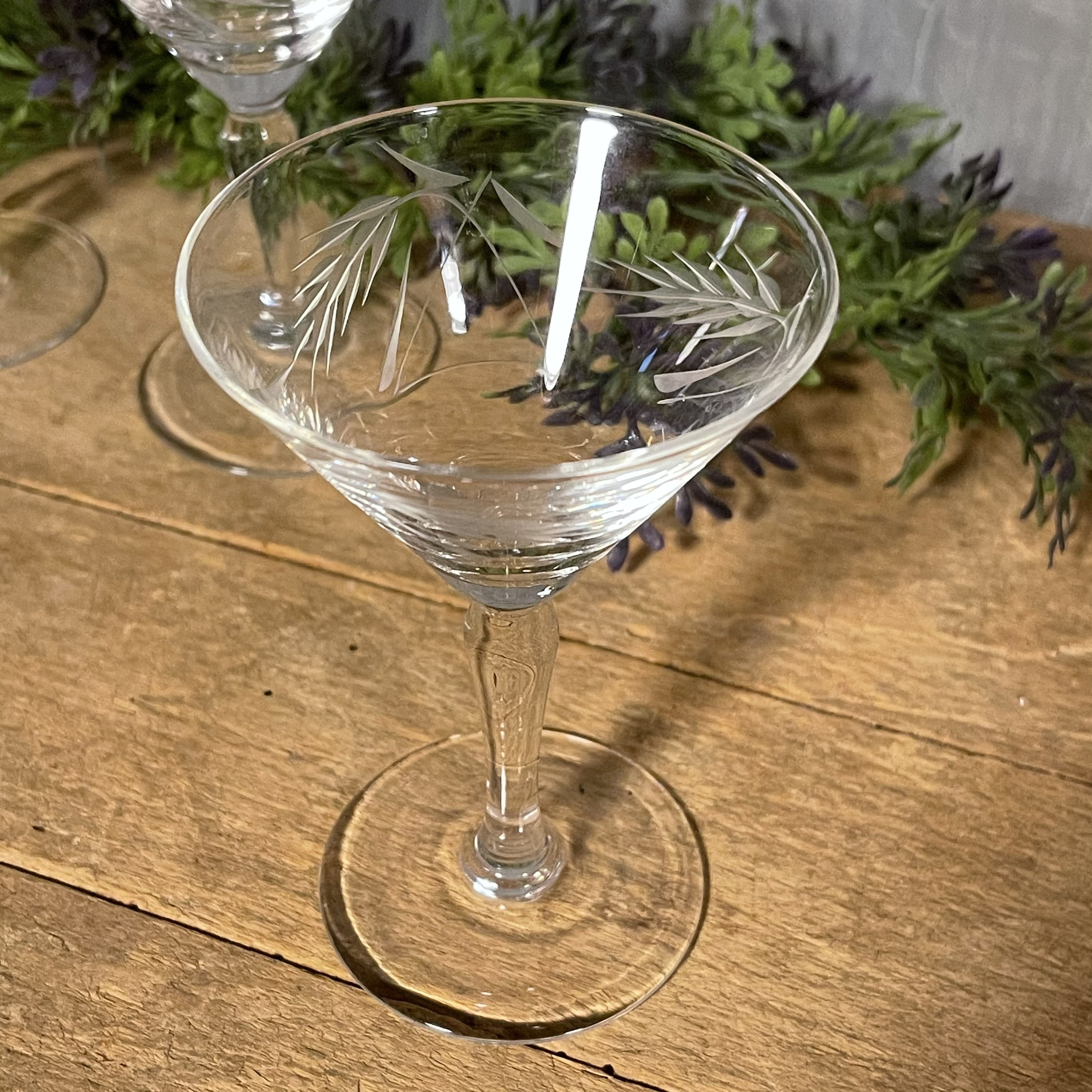 Wheat Pattern Etched Martini Glasses Set of 4 Etched Glass - Etsy