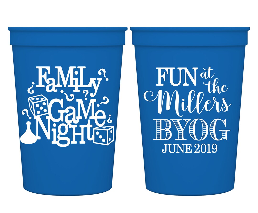 Party Cups Family Trivia Night Custom Plastic Cups Personalized Cups ...