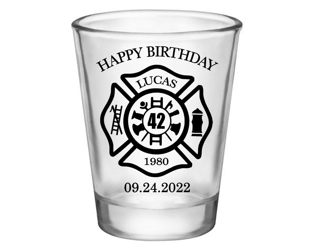 Firefighter Birthday Party Favors Custom Shot Glasses Decor Firefighter ...
