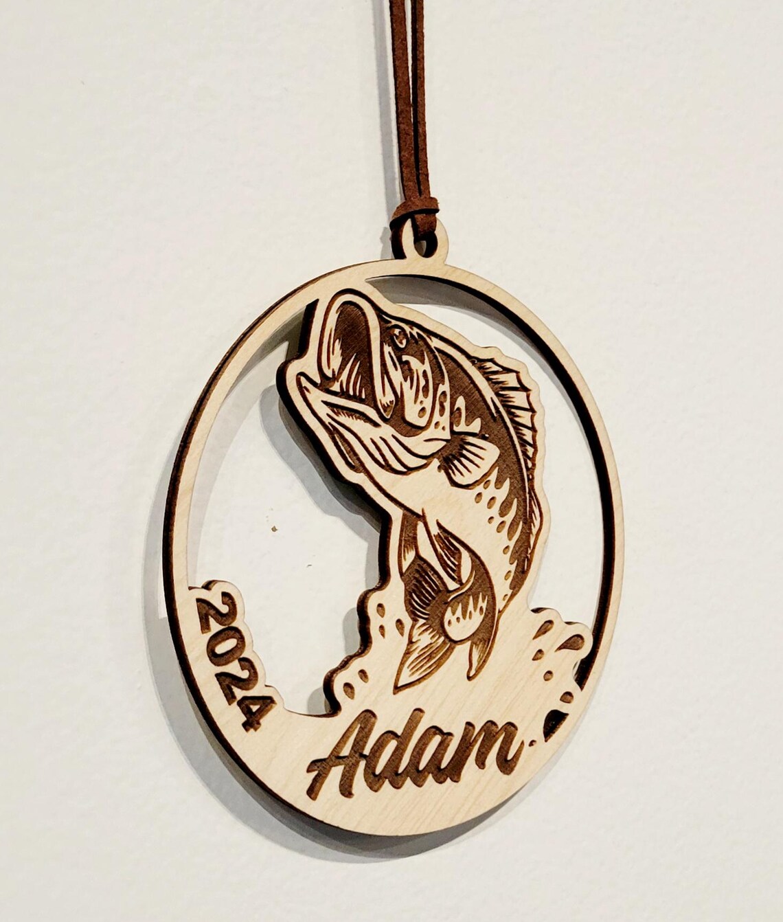 Personalized Fish Ornament, Wooden Customizable Fishing Christmas ...