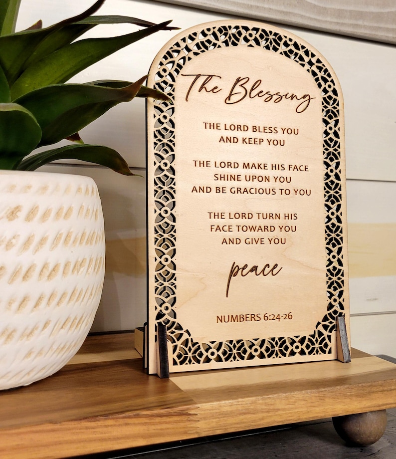 The Blessing Wooden Sign, Bible Verse Card Wooden Stand, Christian ...