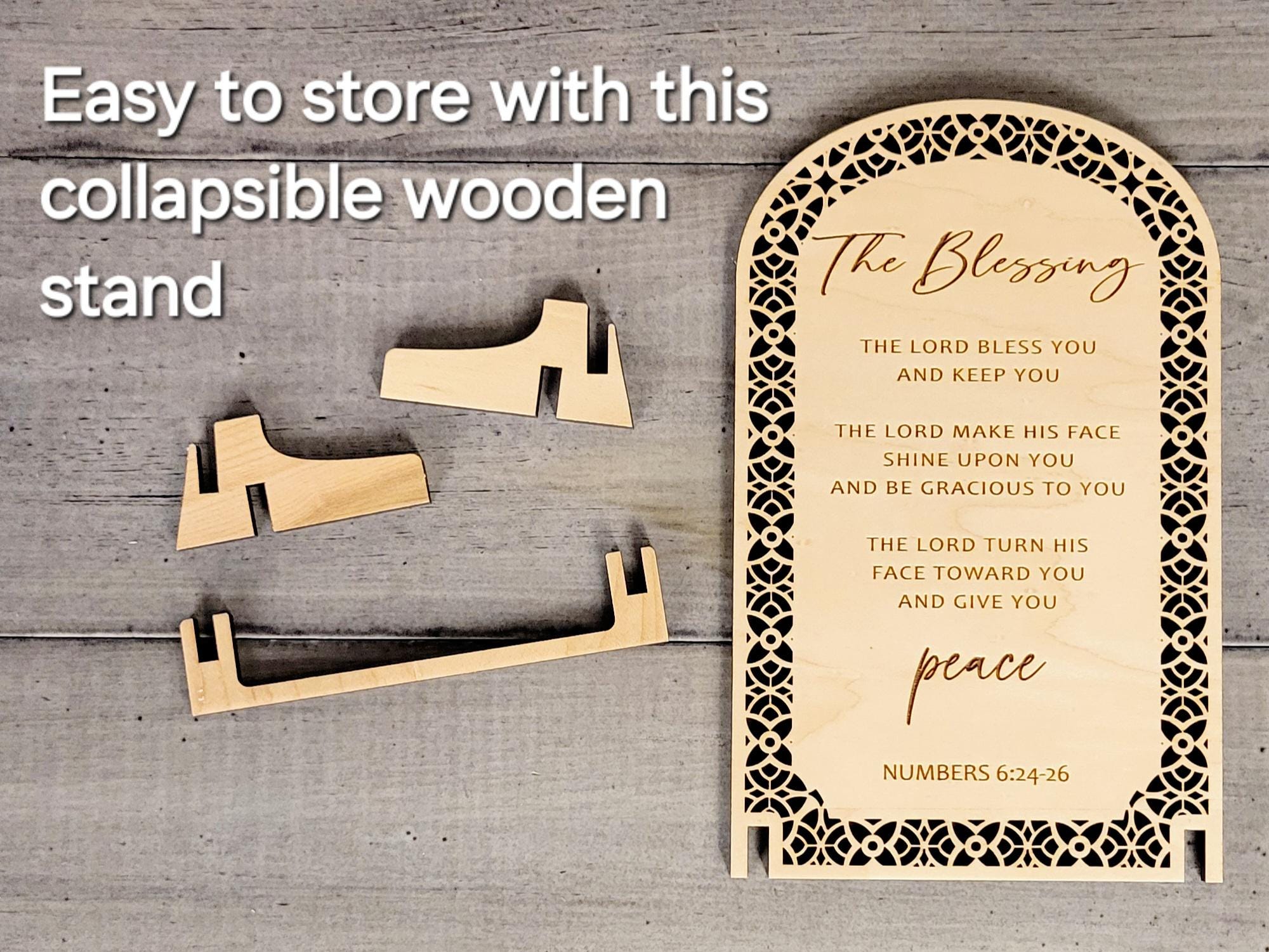 The Blessing Wooden Sign, Bible Verse Card Wooden Stand, Christian ...